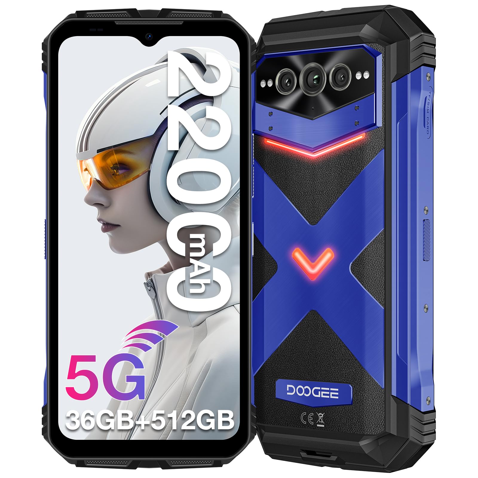 DOOGEE V MAX Plus(2024) 5G Rugged Smartphone,22000mAh 36GB+512GB,200MP+32MP+20MP Night Vision Rugged Cell Phone,Android 14 Rugged Phone