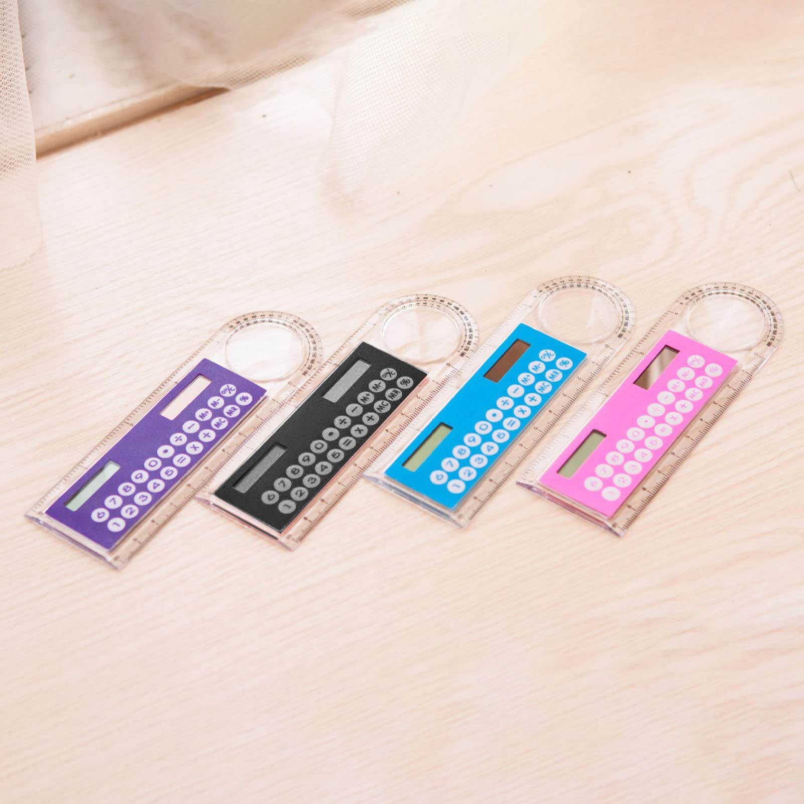 Mini Calculator, Portable Pocket Calculator Handheld Basic Calculator 3 in 1 Solar Powered Calculator Ruler Magnifier for Students Kids School Home Office, Back to School Gift Christmas Birthday Gift