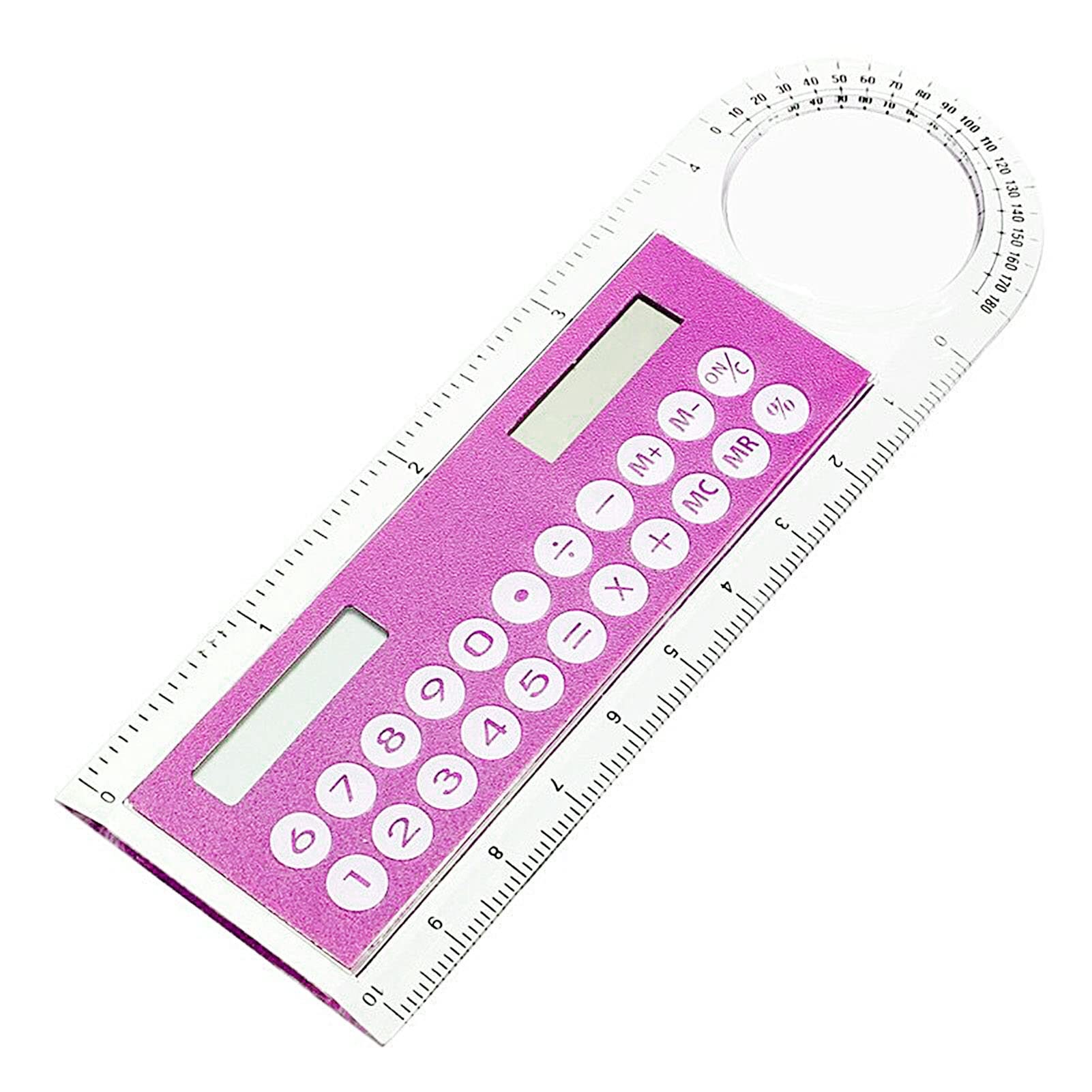 Mini Calculator, Portable Pocket Calculator Handheld Basic Calculator 3 in 1 Solar Powered Calculator Ruler Magnifier for Students Kids School Home Office, Back to School Gift Christmas Birthday Gift