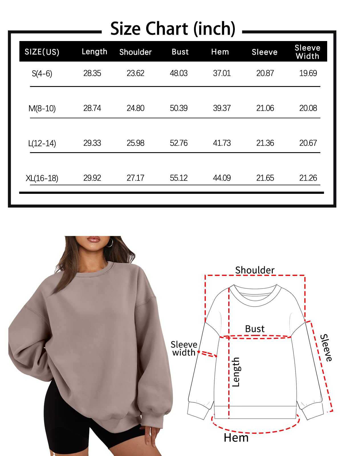 EFAN Womens Oversized Sweatshirts Hoodies Fleece Crewneck Sweaters Casual Tops Comfy Fall Fashion Outfits Winter Clothes 2025 CoffeeGrey M
