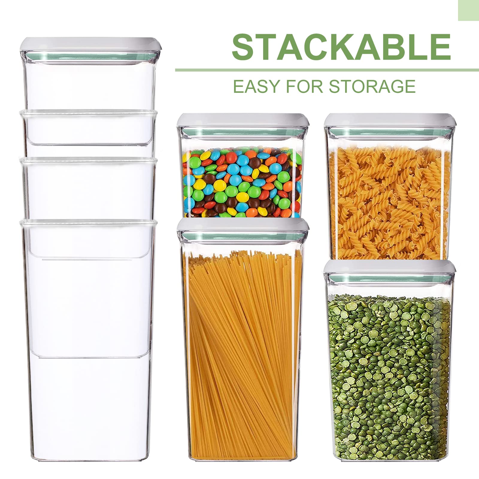 Yukaione Airtight Food Storage Containers Set (4-Pack) – One-Button Pop-Up Lids, BPA-Free, Stackable Dry Food Containers for Pantry, Flour, Sugar, Cereal, Coffee & Snacks – Dishwasher Safe