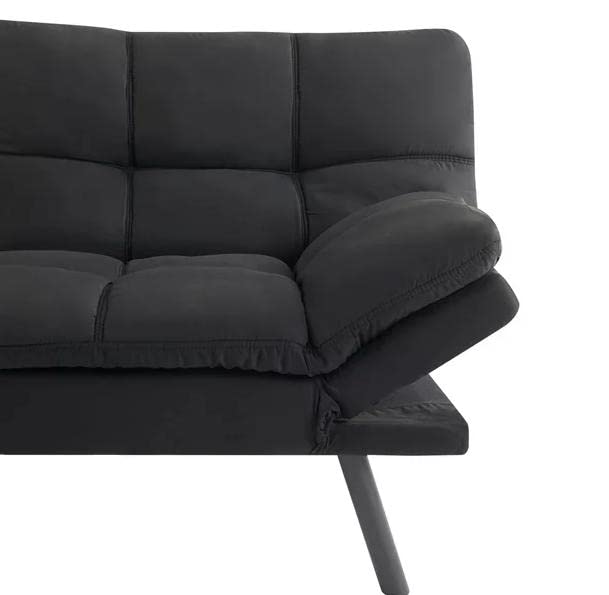 QLDFX HERQS-Memory Foam futon, Black Faux Suede, MS95-010-107-02