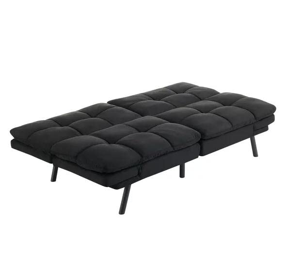 QLDFX HERQS-Memory Foam futon, Black Faux Suede, MS95-010-107-02