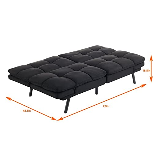 QLDFX HERQS-Memory Foam futon, Black Faux Suede, MS95-010-107-02