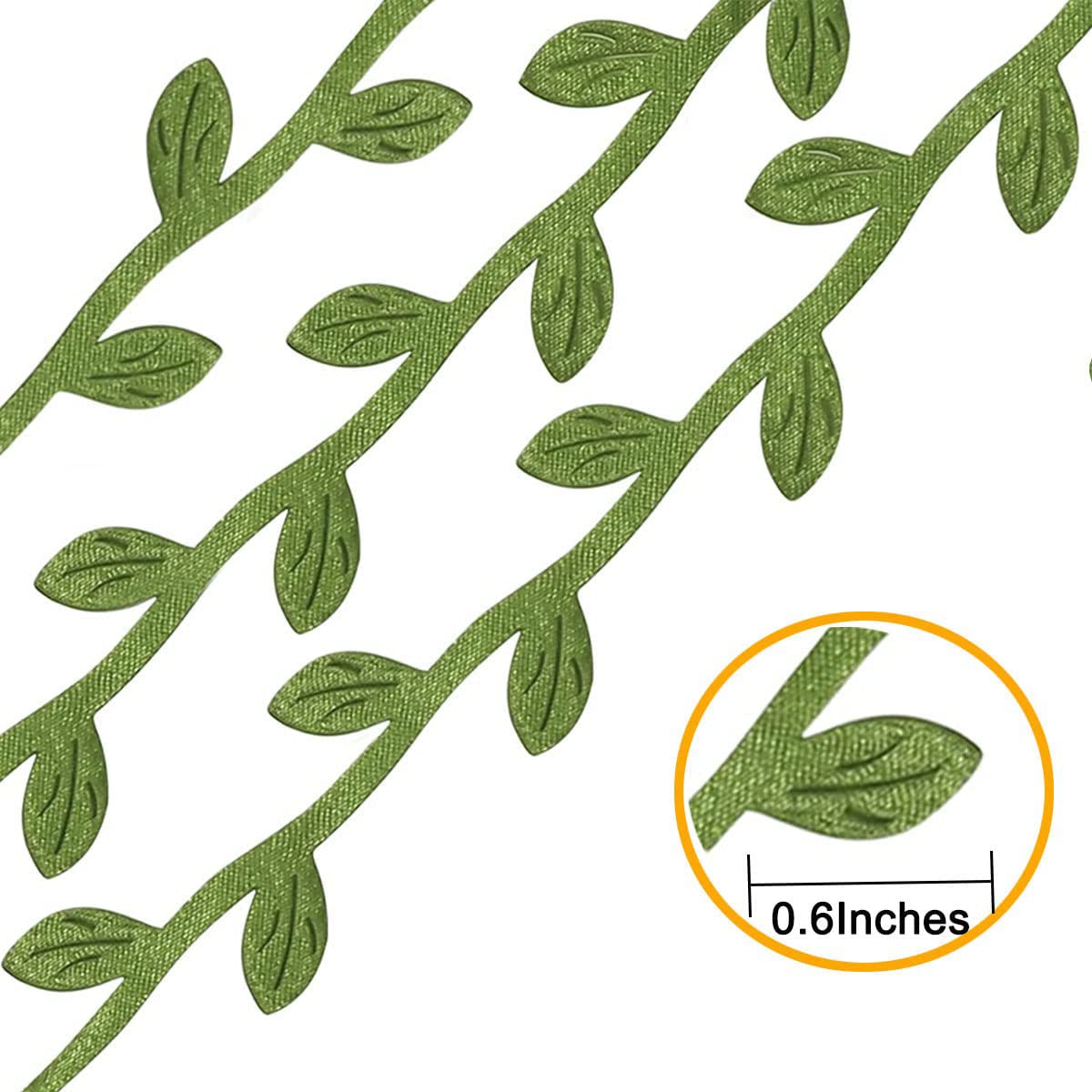 AFOHOME 2PCS 66FT Artificial Vines, Leaf Ribbon,Artificial Eucalyptus Leaf, Green Garland Leaves Foliage Green Leaves Ribbon Wedding Wall Crafts Party Décor