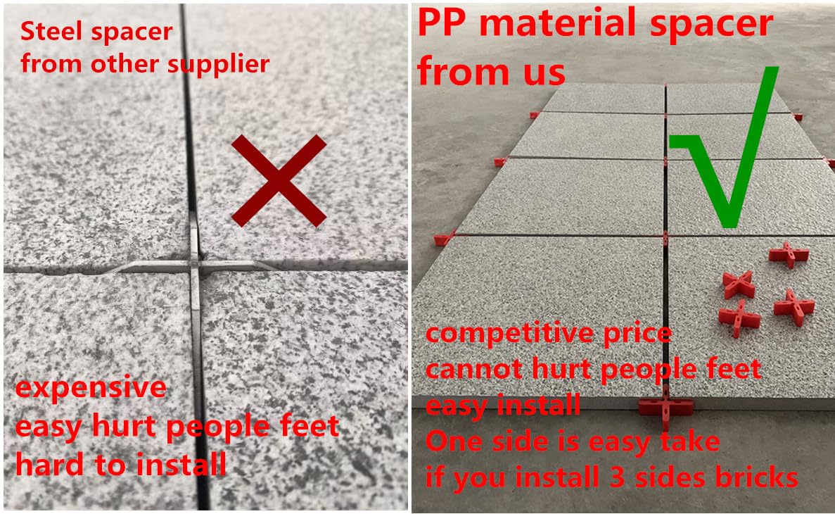 Outdoor Brick leveling Spacers DIY 5/8-Inch Tile Spacers for Slab Spacers 50 pieces/package Red Brick install Leveling Tool Joint Crosses Building Products Material 15mm x 6mm