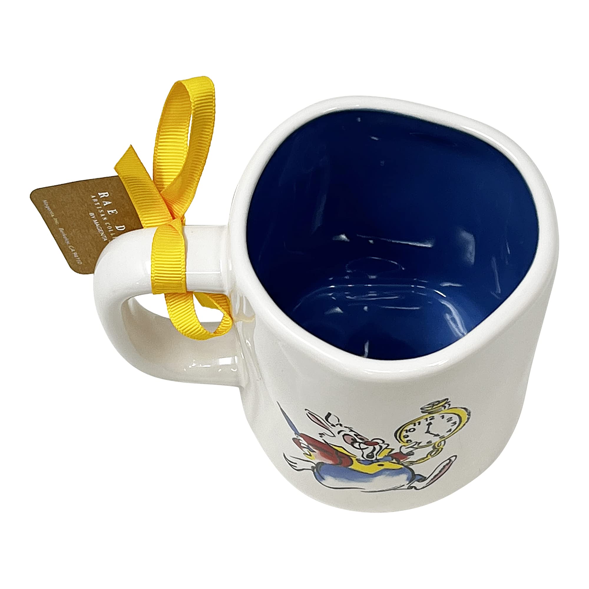 Rae Dunn Princess Inspired Ceramic Coffee/Tea Mugs (I'm Late I'm Late/Blue Interior)