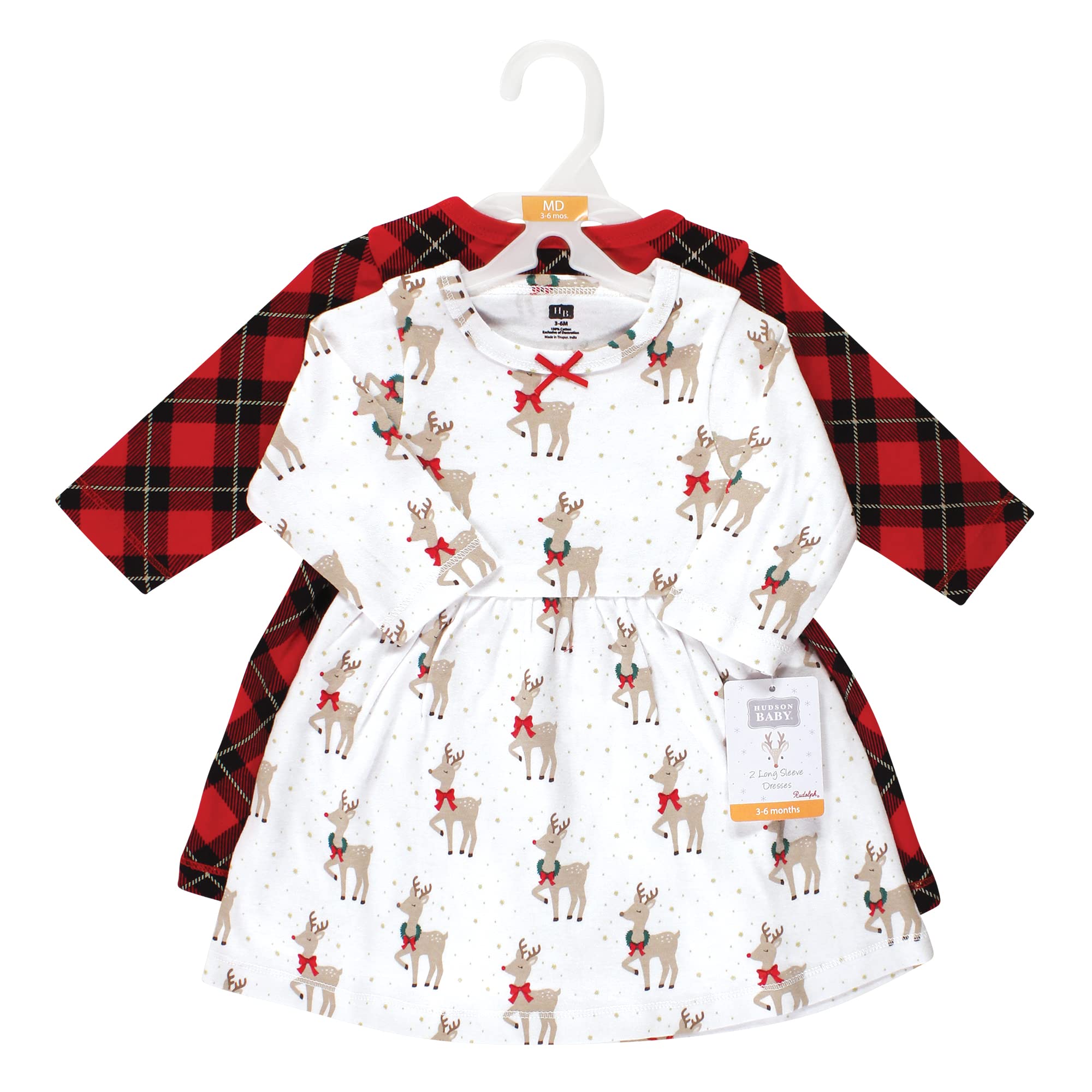 Hudson Baby Girls' Cotton Dresses, Fancy Rudolph, 7 Years