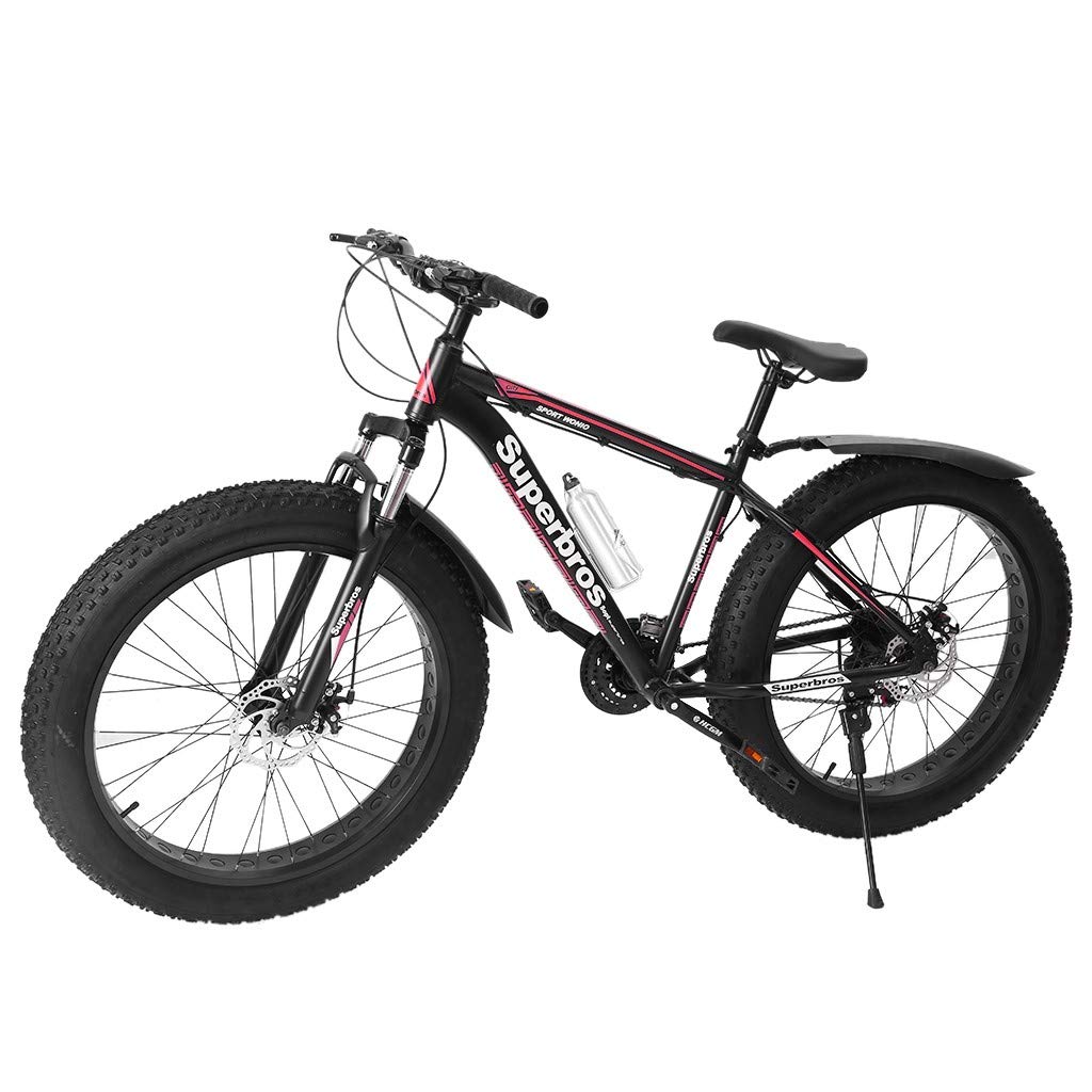 wavsurf Fat Tire Mountain Bike, 21 Speed Outdoor Snow Beach Bike, Adult Women Men Hybrid MTB Racing Bikes, Comfort Complete Cruiser Bicycle, City Commuter Road Cycling (H) 94x88x38cm