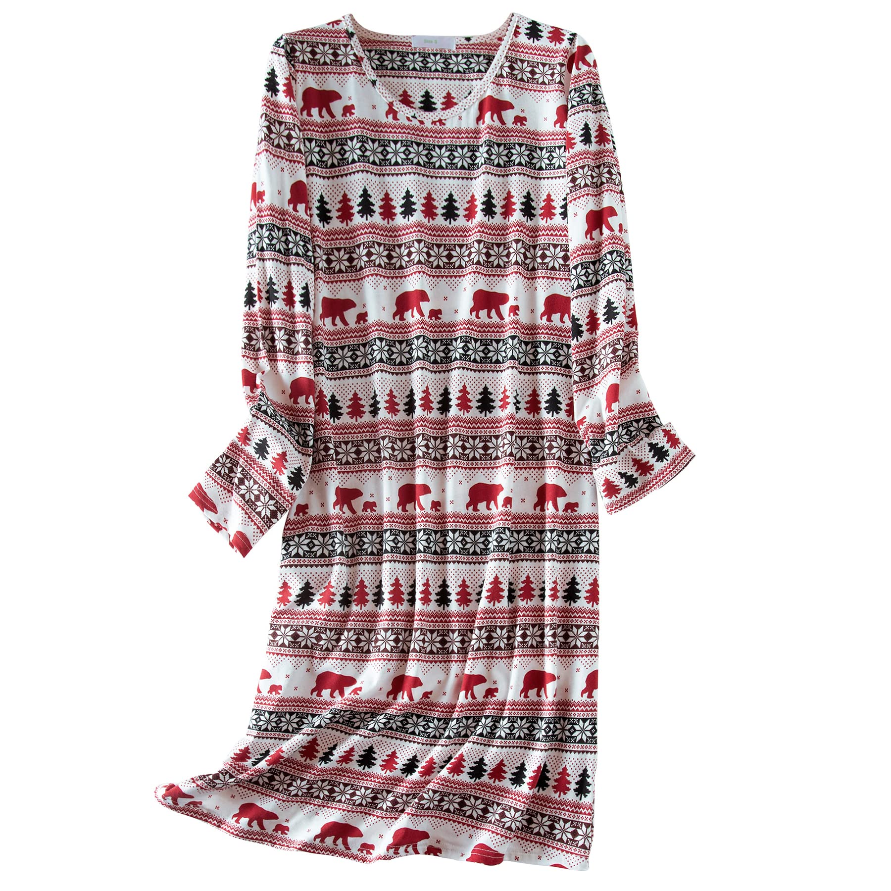 Zando Christmas Nightgowns for Women Cotton Night Gown for Ladies Long Sleevess Nightgown Women's Sleepshirts Plus Size Sleepwear Night Dress Sleep Shirts Dress Shirts Christmas Snow Bears X-Large