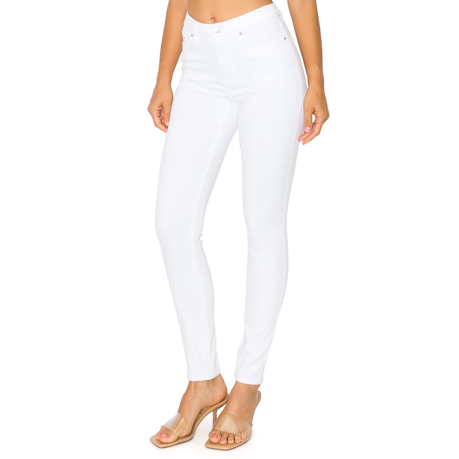 KHAKI & BLUE Cali1850 Women’s The Everyday Garment-Dyed Skinny Jeans – Soft Stretchy High Rise Comfy Casual Pants 79352JDM405_WHT 8