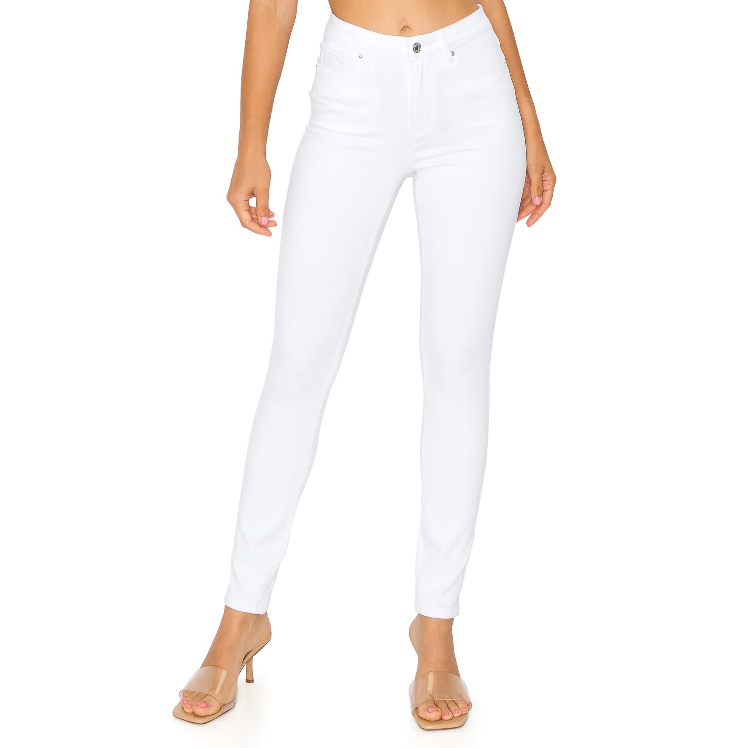 KHAKI & BLUE Cali1850 Women’s The Everyday Garment-Dyed Skinny Jeans – Soft Stretchy High Rise Comfy Casual Pants 79352JDM405_WHT 8