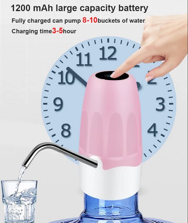 GETMAX New 2023 Premium Patented Portable Water Pump Dispenser 1-5 Gallon Automatic Powerful 1200Mah Electric Water Bottle Pump Water Proof Child Lock & Battery Power Display For Home Office Use Green