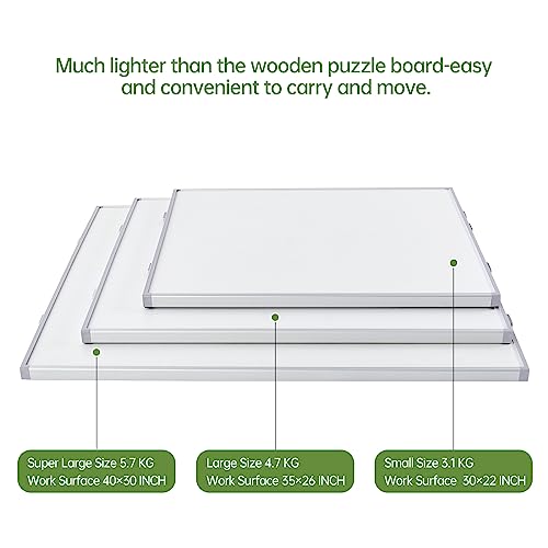 1500 Piece Non-Wood Jigsaw Puzzle Board with Drawers and Felt Fabric Cover Mat, Portable Puzzle Table for Adults, Puzzle Tray, Large Size: 35×26 Inch Work Surface, Lightweight Design, Gray