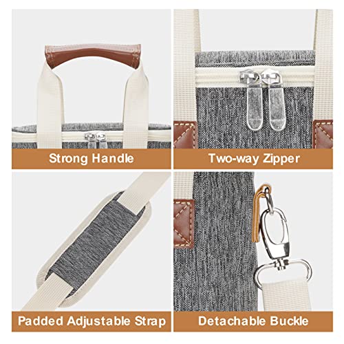 Insulated Waxed Canvas Padded Wine Cooler Bag - Portable Tote Carrier with Corkscrew Opener for Travel, Party, Beach, Wedding for Wine Lovers (Grey)