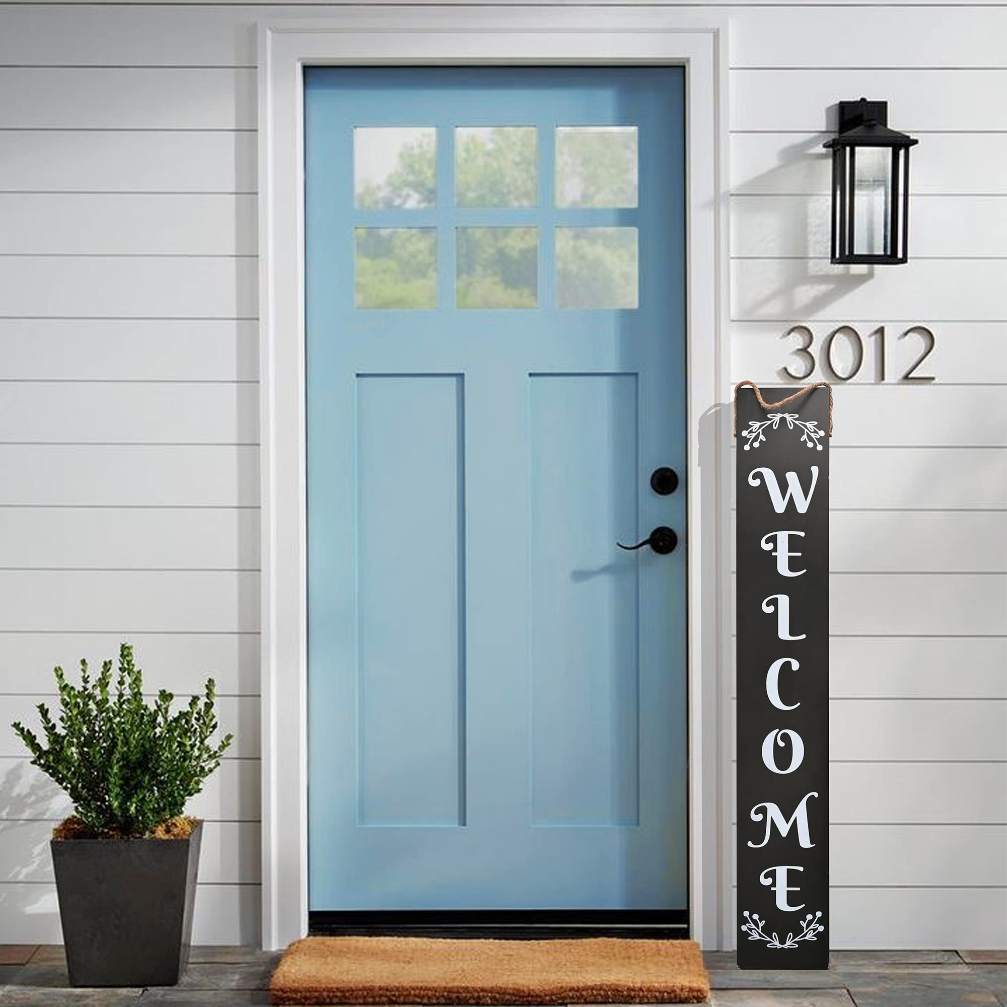 Sparkle Race Interchangeable Welcome Sign for Front Door, Vertical Welcome Sign for Front Porch Standing or Hanging Outside Decor, Wooden Welcome Door Sign Home Sweet Home Sign for Front Porch Decor