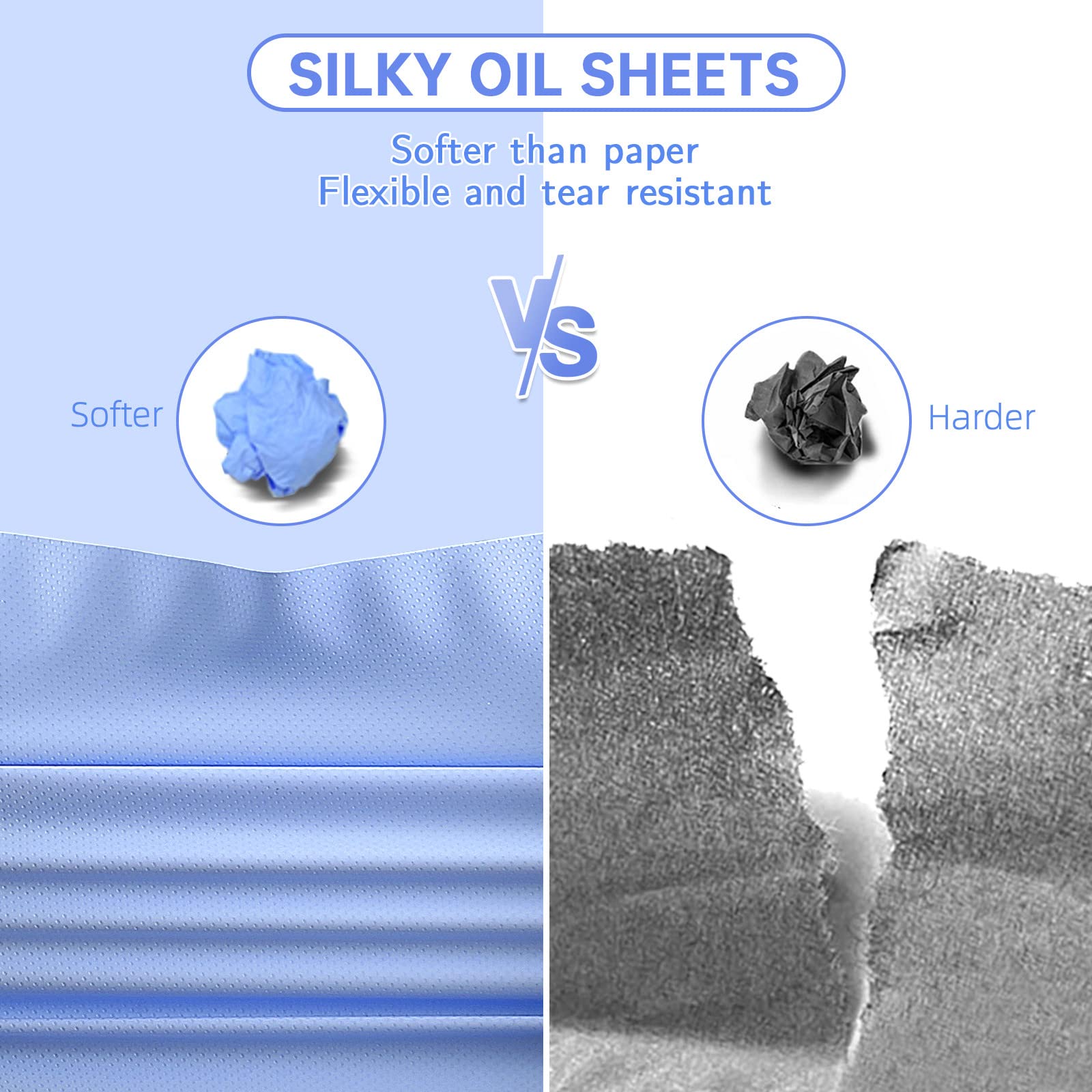 Great Absorbent Oil Blotting Sheets for Face - 10% Larger Oil Control Film 4pk/200 Makeup Friendly Blotting Paper for Oily Skin, High-Performance, Tear-proof Oil Absorbing Tissues