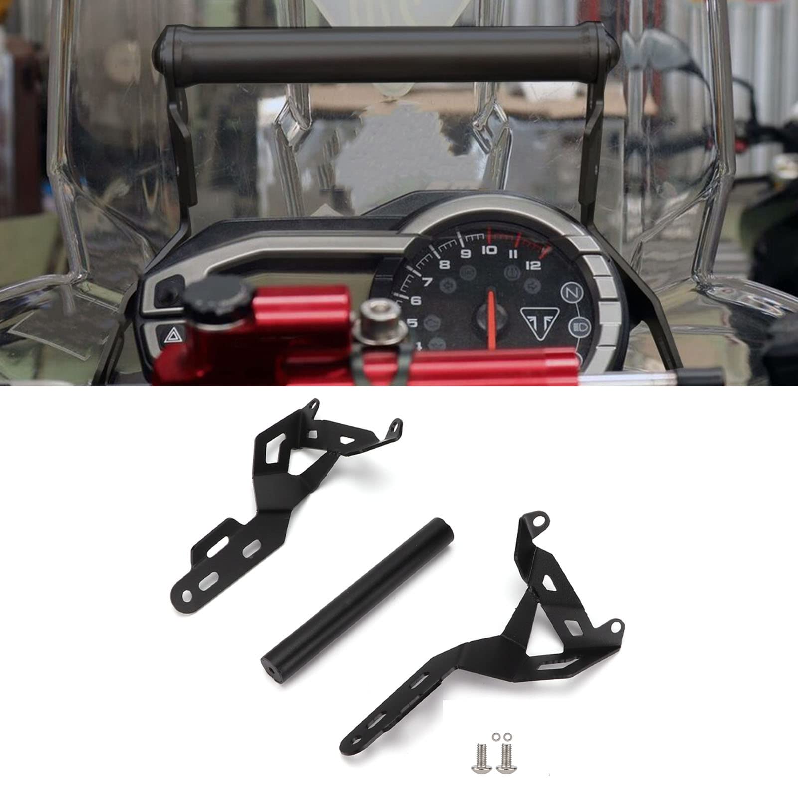 Akozon Motorcycle Phone Holder, Aluminum Mount GPS Stand Bar Replacement Fit for Triumph Tiger 800 XCX XRX 2015 2017