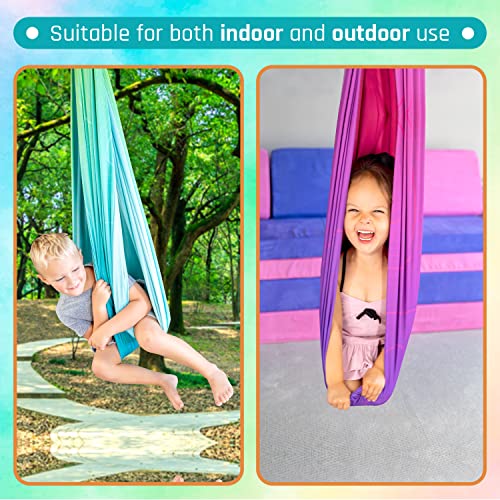 Sensory Swing for Kids Indoor (Hardware Included) | Double-Layered Reversible Ceiling Swing up to 200 lbs. | Indoor Sensory Swing | Therapy Swing | Cuddle Swing Toddler Hammock | 360° Swivel Hardware