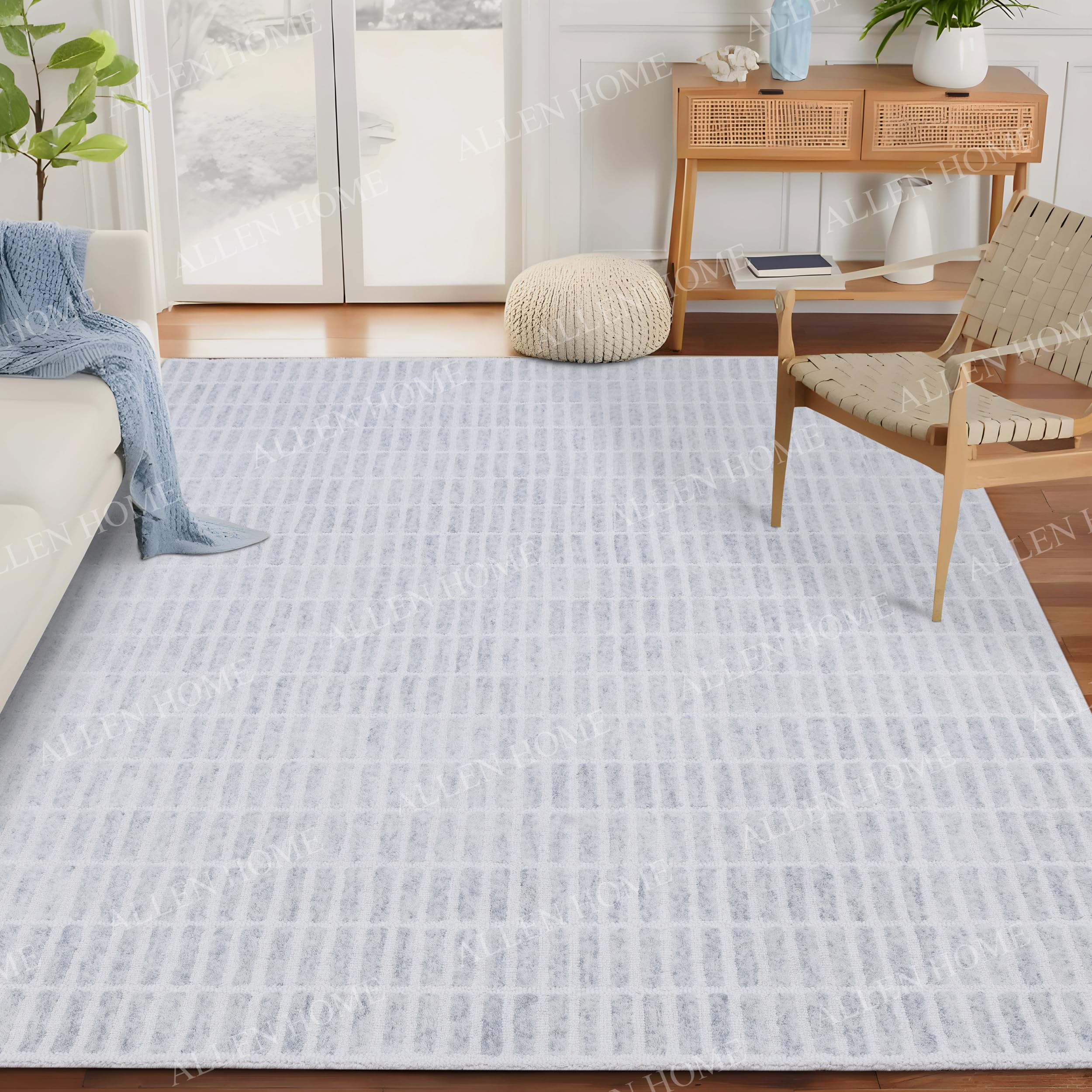 Allen Home Traditional Capitola Wool Area Rugs by Allen Home | Durable | 100% Wool, Hand Tufted | Living Room, Dining Room, Bedroom, and Entryway Area Rugs | 8’ x 10’ | Capitola Gray