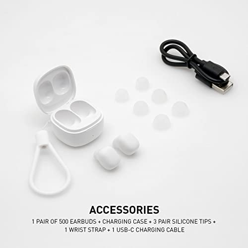 ADV. 500 True Wireless Earbuds, World's Smallest Wireless BT 5.2 Earphones Wide-Range Connection, Touch Control, Built-in Mic, Powerful Sound with Deep Bass [White]
