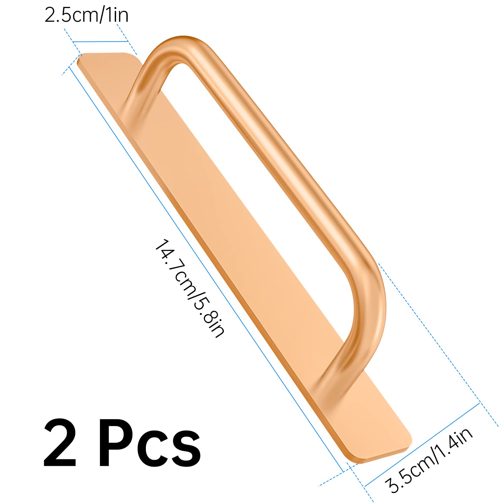 NiHome 2-Pack Aluminum Alloy Self-Adhesive Cabinet Door Handles - 5.8 Inches Instant Drawer Pulls for Kitchen Cabinets, Drawers, Windows and Closets (Gold)