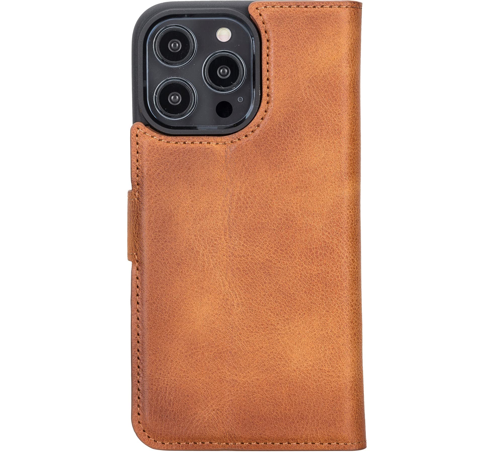 Venito Ravenna Slim Magic Leather Wallet Case for iPhone 14 Pro Max (6.7" Antique Brown)