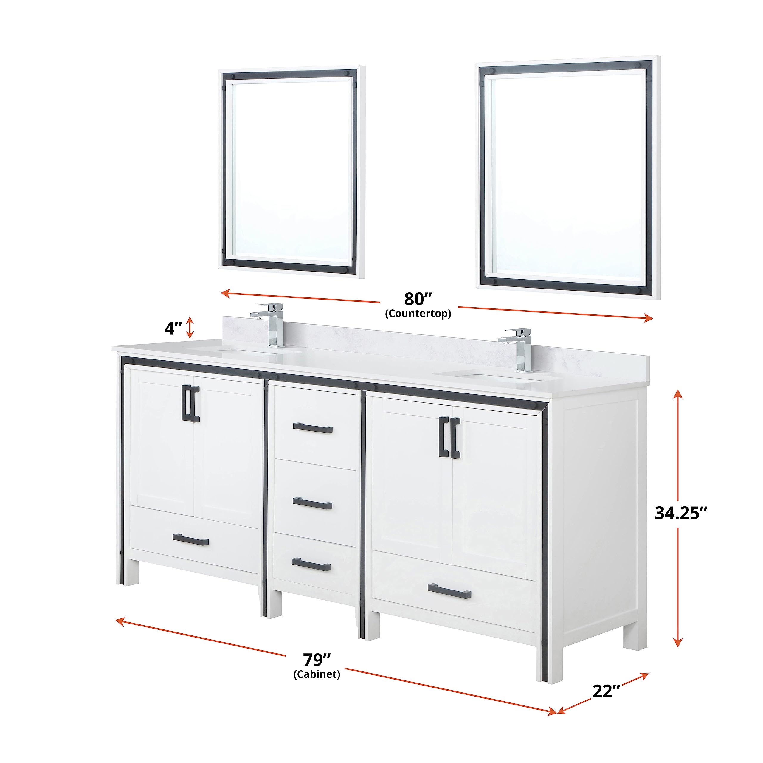Bell+Modern Augustine 80 in W x 22 in D White Double Bath Vanity
