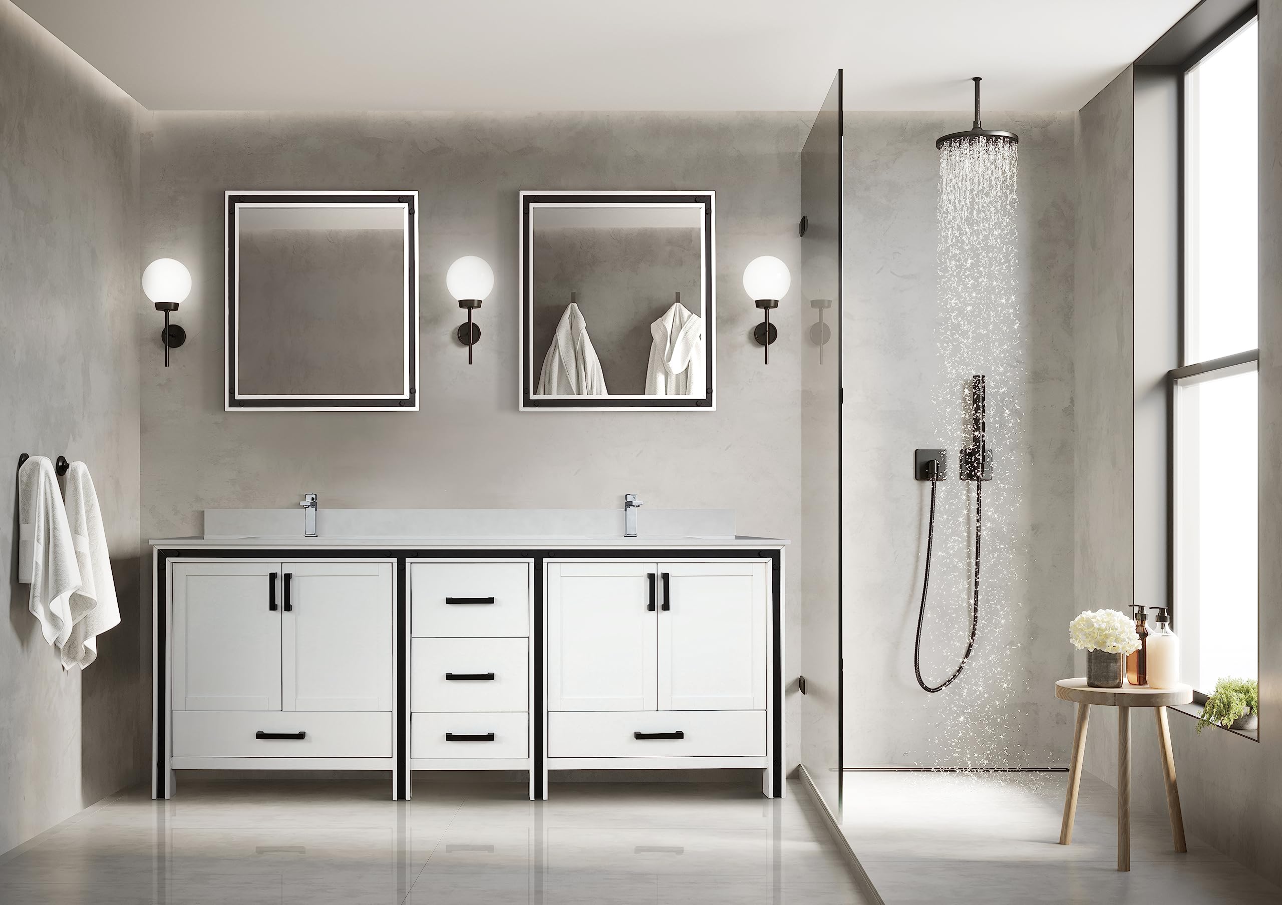 Bell+Modern Augustine 80 in W x 22 in D White Double Bath Vanity