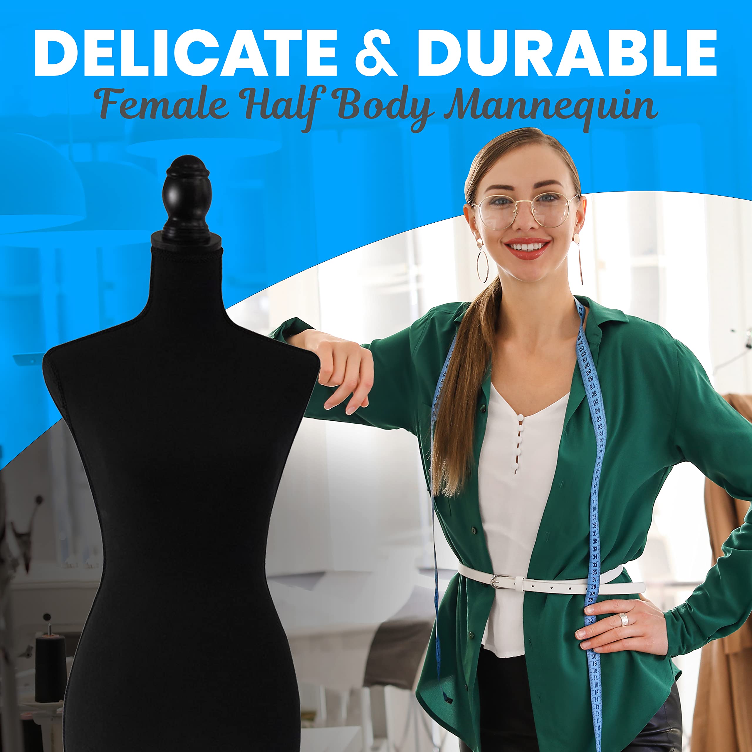 SereneLife Torso Display Female Mannequin with Adjustable Height (52-64 Inches), Easy-to-Assemble Design, Lightweight & Durable, Stable Tripod Stand, Perfect for Clothing Display