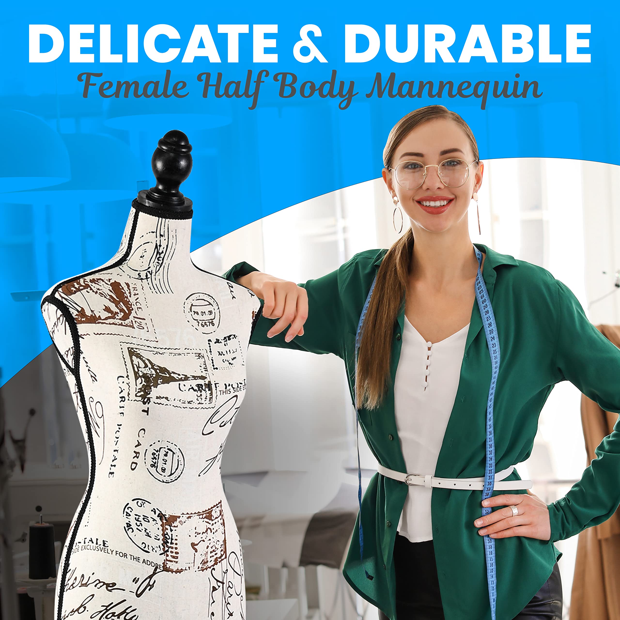 SereneLife Torso Display Female Mannequin with Adjustable Height (52-64 Inches), Easy-to-Assemble Design, Lightweight & Durable, Stable Tripod Stand, Perfect for Clothing Display