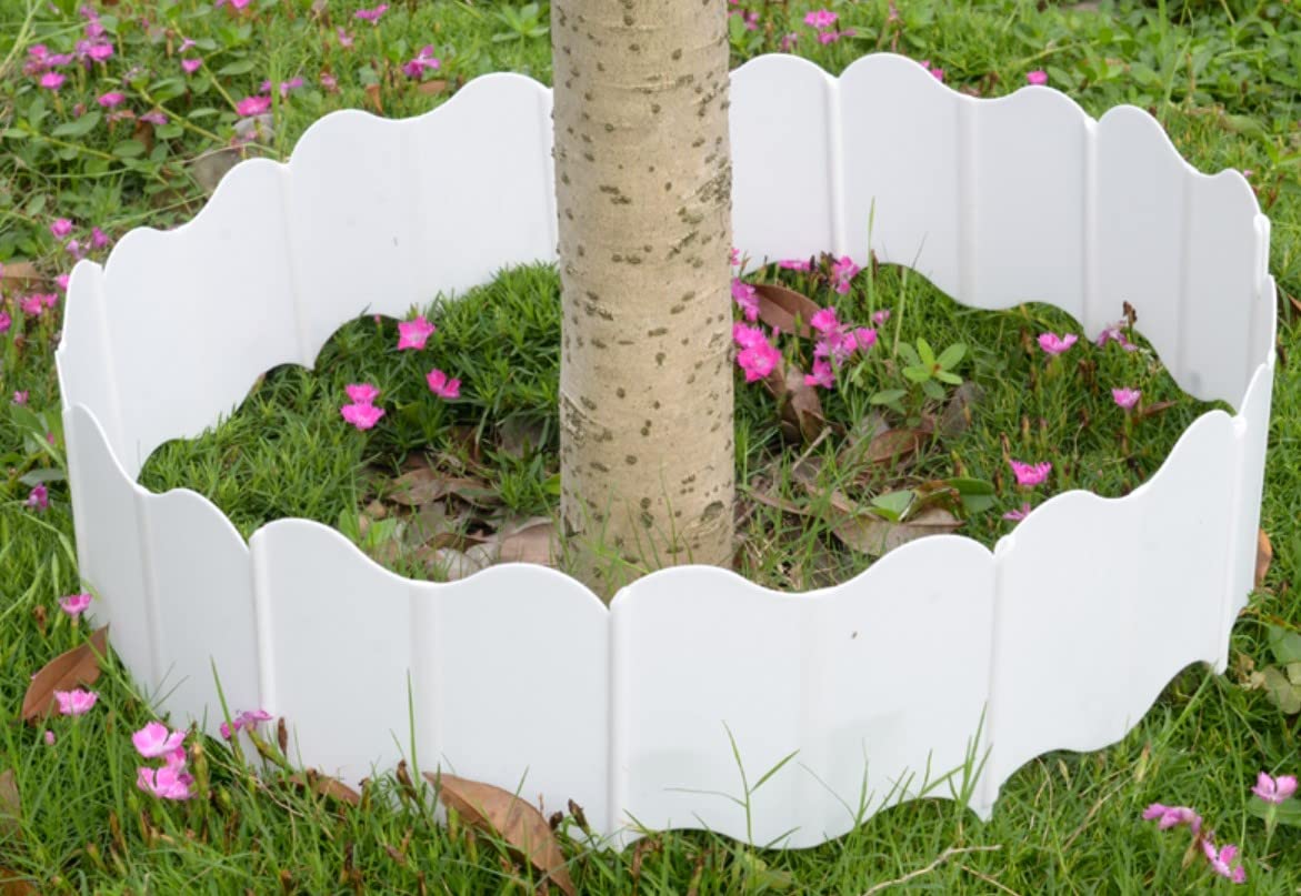 Tsnamay 20Pcs Garden Landscape Edging Borders,Flexible Lawn Edging Flower Bed Border for Arc, Oval, Circle, Heart 6.3"x5.51" White