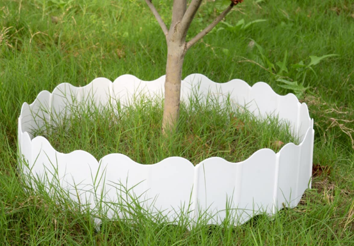 Tsnamay 20Pcs Garden Landscape Edging Borders,Flexible Lawn Edging Flower Bed Border for Arc, Oval, Circle, Heart 6.3"x5.51" White