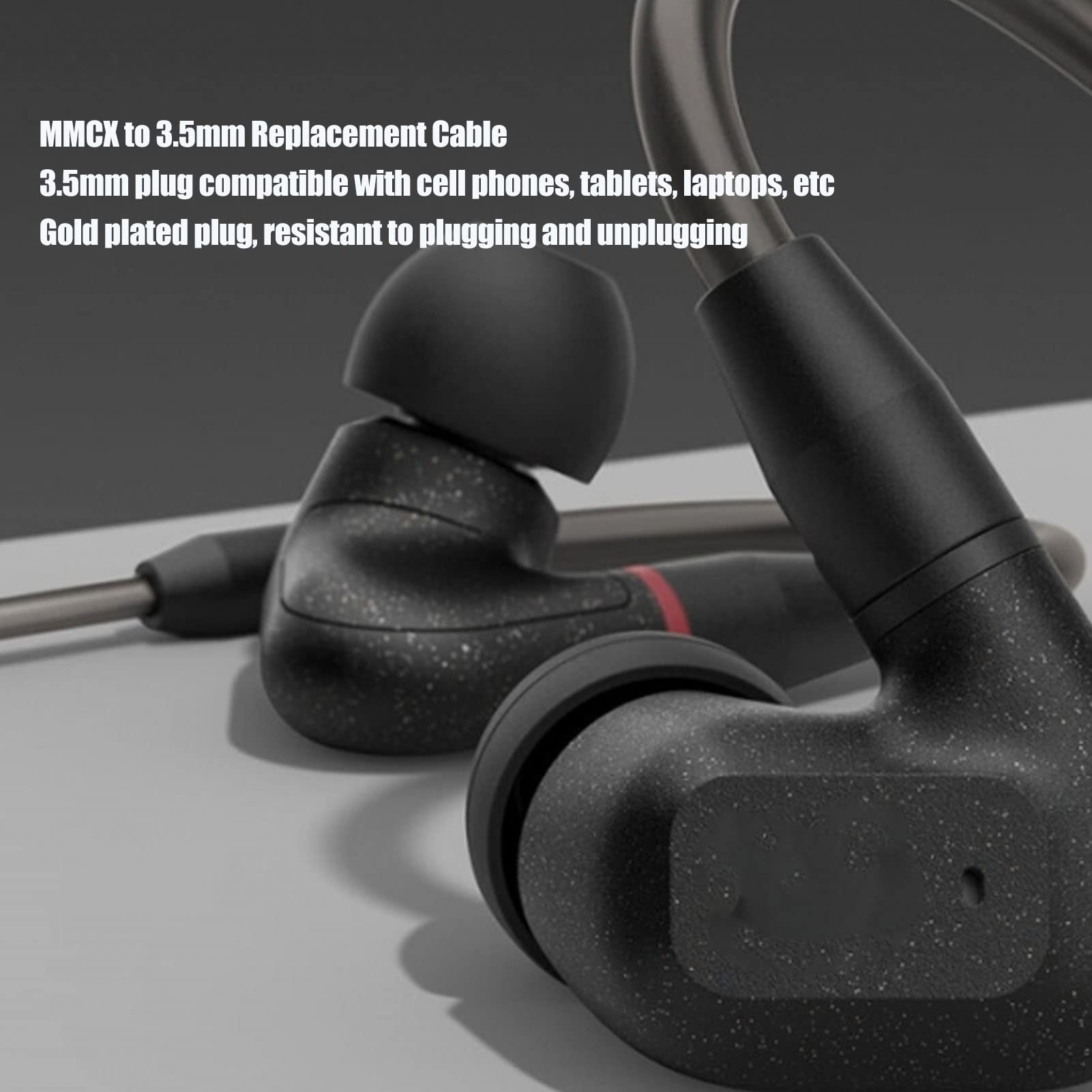 Earphone Cable for Sennheiser IE300 IE600 IE900 SE215 SE846 UE900 TK200, 3.5mm Plug Audio Cable Cord, Upgraded Silver Plated Copper Earphone Wire, 3.9ft