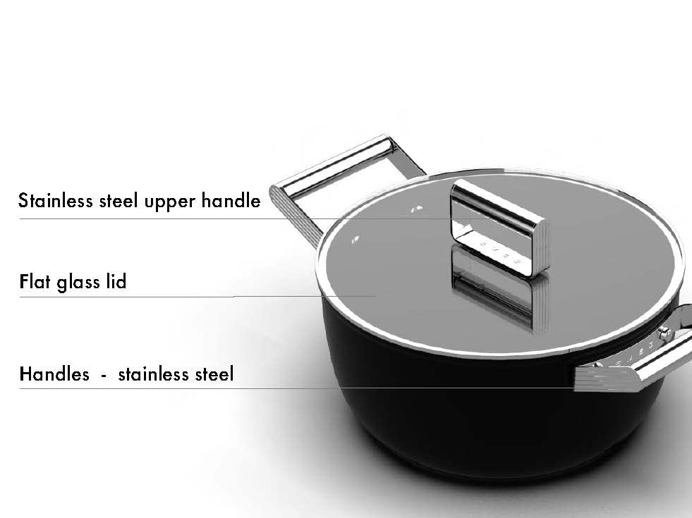 SMEG 6PC Cookware Set, Black 9.5" Fry Pan 11" Fry Pan 3qt Sauce Pan 5 Qt Casserole CKFB06BLMUS Made in Italy
