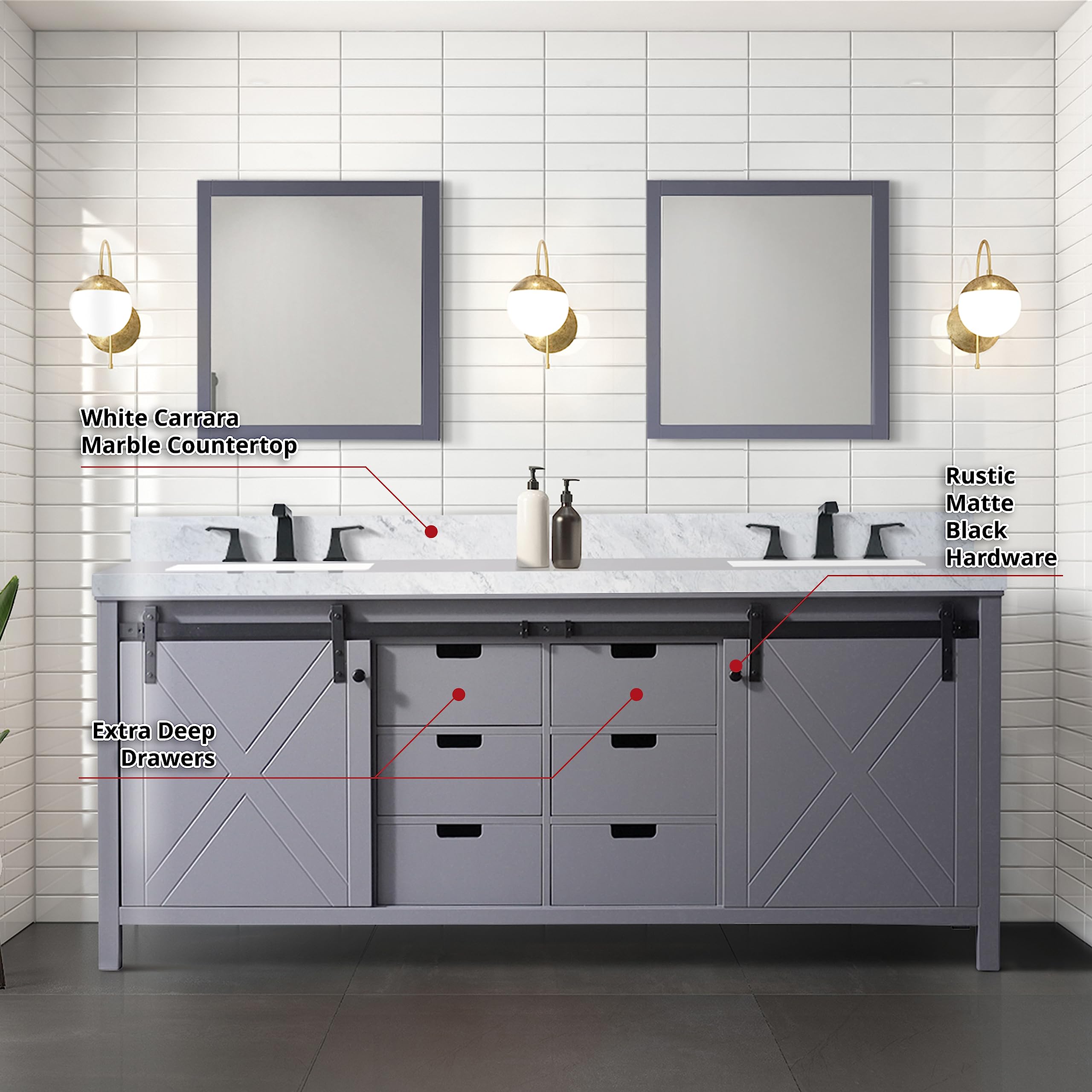 Bell+Modern Ketchum 80 in W x 22 in D Dark Grey Double Bath Vanity
