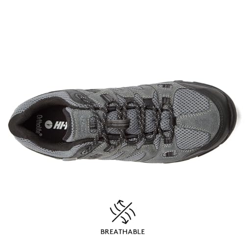 HI-TEC Ravus WP Low Waterproof Hiking Shoes for Men, Lightweight Breathable Outdoor Trekking and Trail Shoes - Dark Grey, 13 Extra Wide
