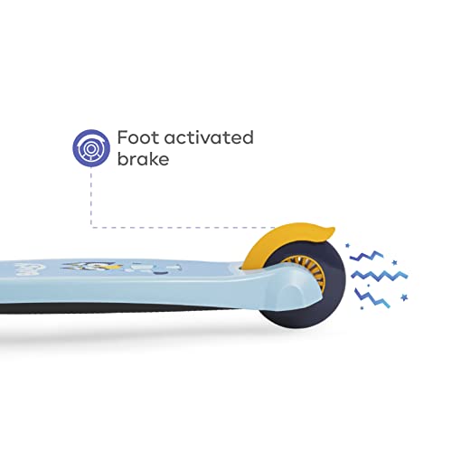 Bluey 3D Self Balancing Scooter for Kids, 3 Wheeled Scooter with Extra Wide Anti-Slip Deck, Rear Brake, Lean to Steer, Lightweight Design, for Boys/Girls 3 and up, 75 LB Limit