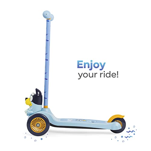 Bluey 3D Self Balancing Scooter for Kids, 3 Wheeled Scooter with Extra Wide Anti-Slip Deck, Rear Brake, Lean to Steer, Lightweight Design, for Boys/Girls 3 and up, 75 LB Limit