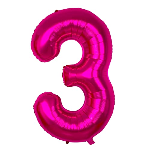 Big 40 Inch Hot Pink Number 3 Balloon 3rd Birthday Decorations for Girls | 3 Balloon Number Unicorn Three Old Birthday Decorations for Girls | Melon Birthday Party Supplies Pig Birthday Party Supplies