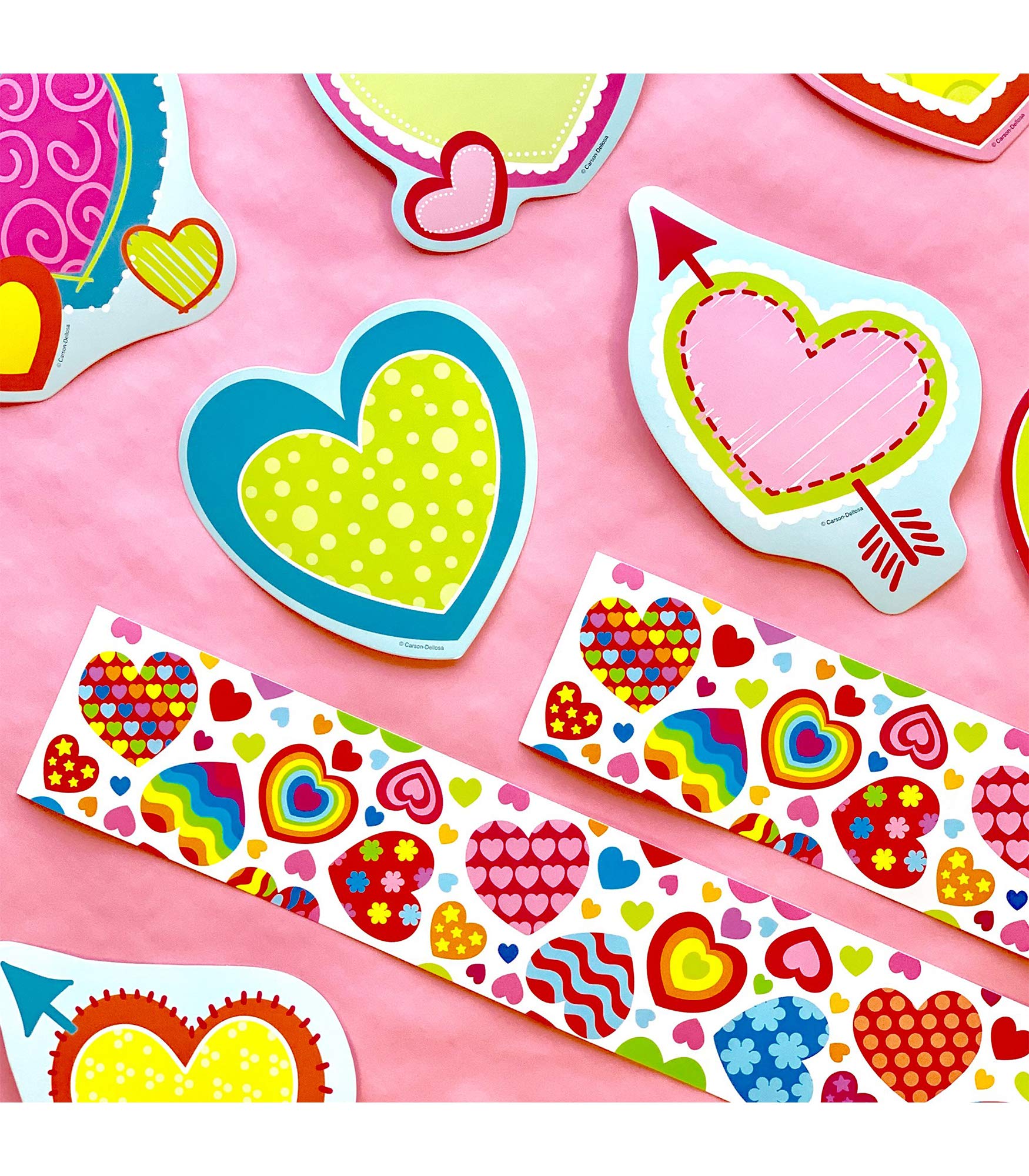 Carson Dellosa | Groovy Hearts Bulletin Board Borders | 12 Strips, 36ft