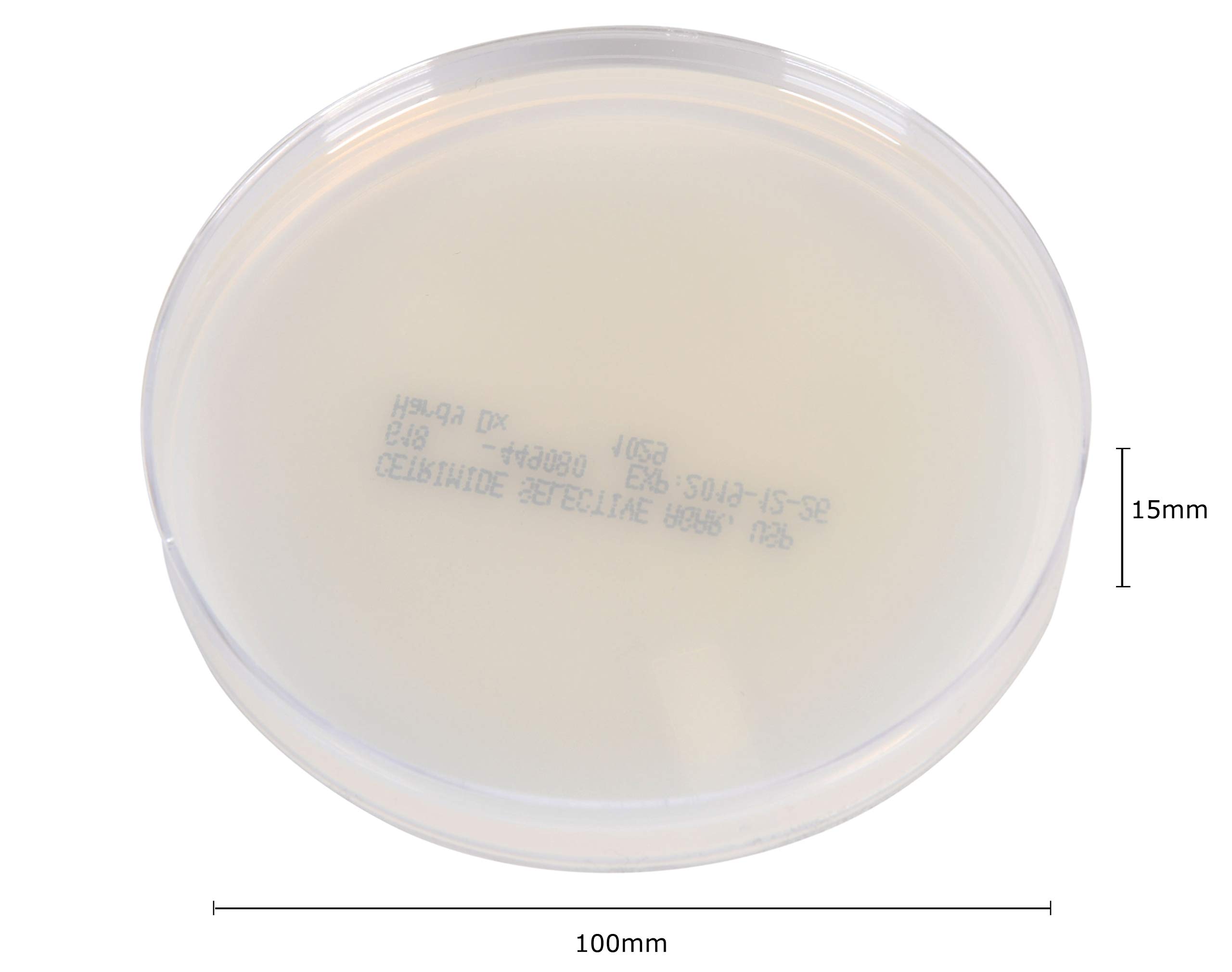 Cetrimide Select Agar, for The Cultivation and Isolation of Pseudomonas, USP, 26ml Deep Fill, 15x100mm Plate, Order by The Package of 10, by Hardy Diagnostics