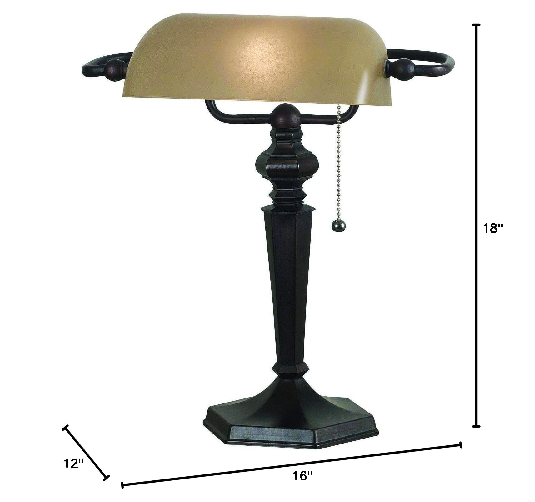 Kenroy Home Classic Banker Lamp ,15.5 Inch Height, 13 Inch Width, 10.5 Inch Ext. with Oil Rubbed Bronze Finish