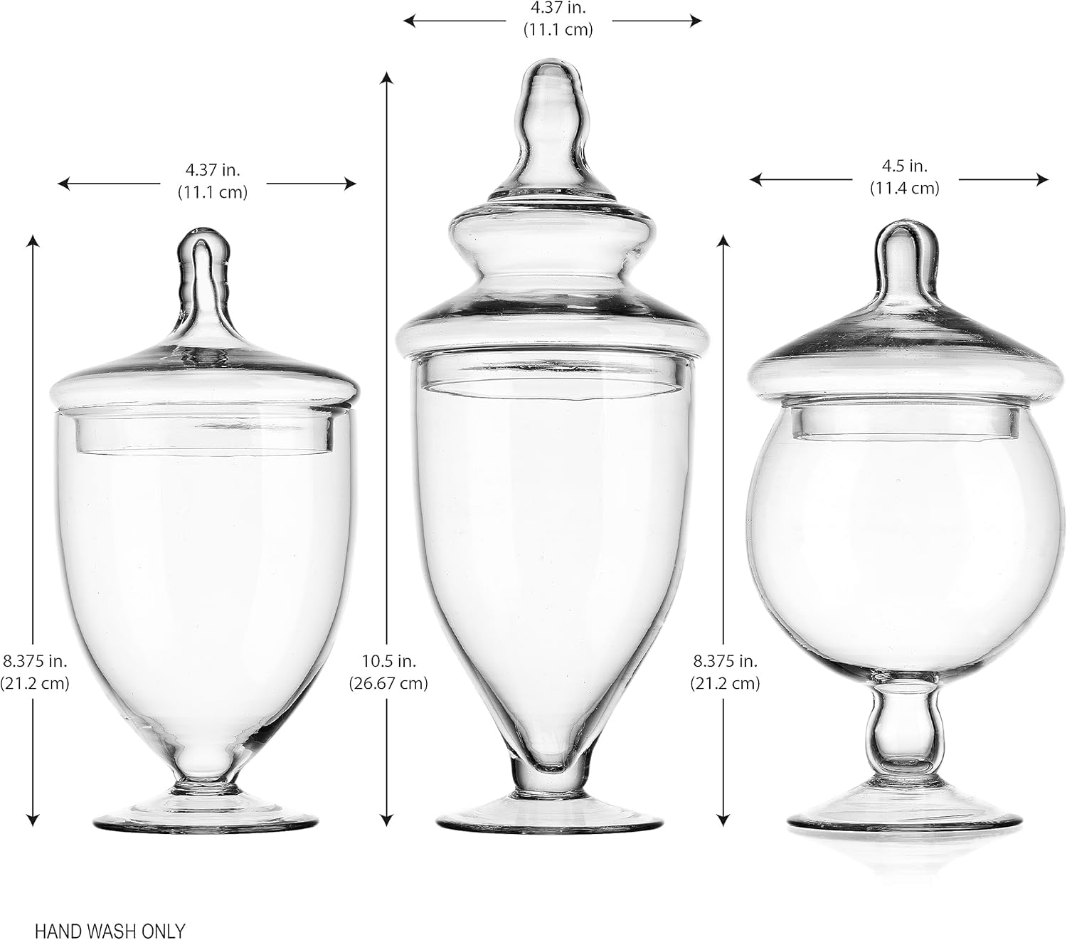 Apothecary Jars with Lids Set of 3 - Home Essentials & Beyond Candy Jars for Candy Buffet, Glass décor, Laundry Room, Potpourri, and Bathroom