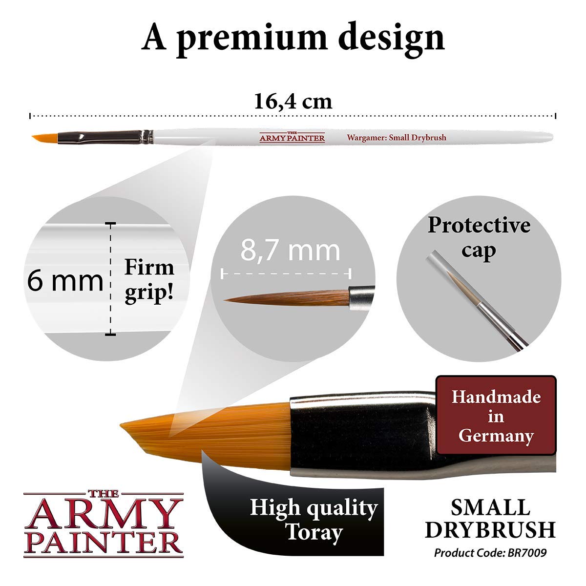 The Army Painter Wargamer: Small Drybrush - Hobby Miniature Model Paint Brush with Synthetic Toray Hair - Model Brushes & Miniature Paint Brushes for Miniature Painting The Army Painter Paint Set
