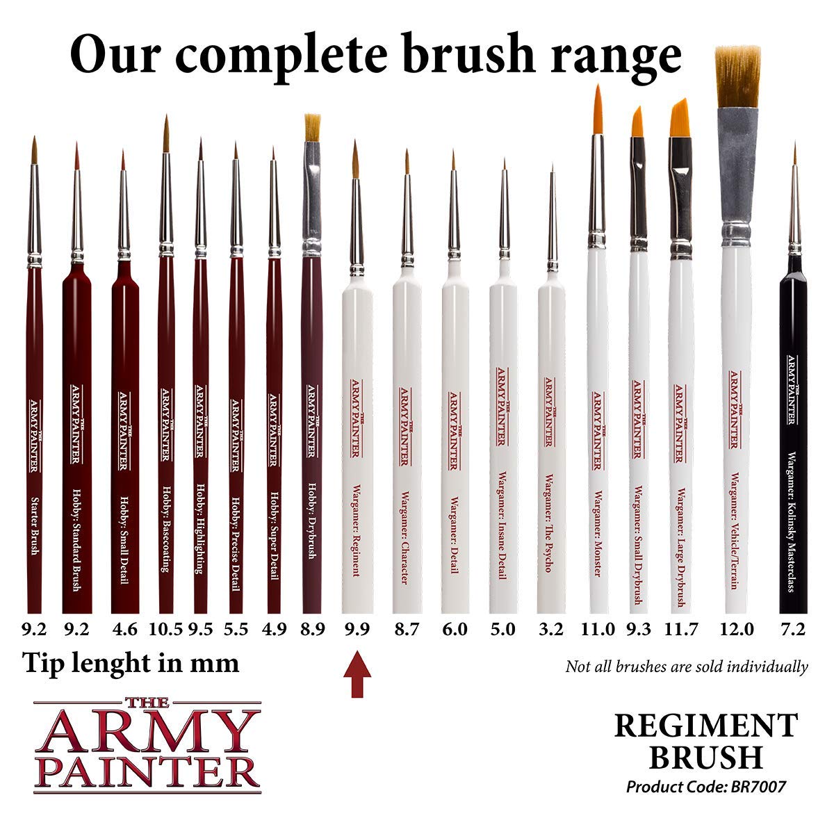 The Army Painter Wargamer: Regiment - Rotmarder Sable Miniature Paint Brush Set Rotmarder - Fine Detail Paint Brush, Basecoat Brush for Wargames, Paint Brushes for Miniature Painting & Paint Sets