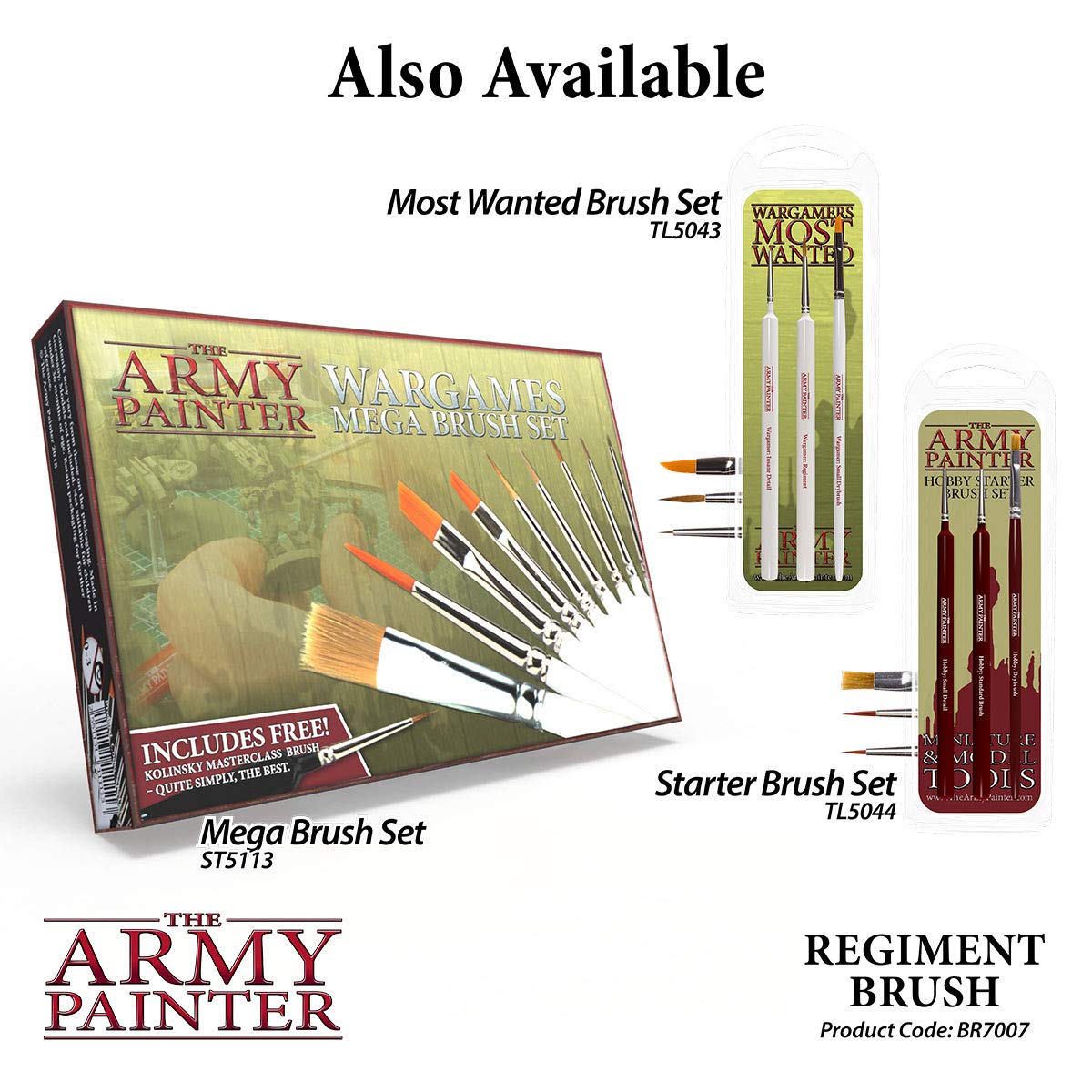 The Army Painter Wargamer: Regiment - Rotmarder Sable Miniature Paint Brush Set Rotmarder - Fine Detail Paint Brush, Basecoat Brush for Wargames, Paint Brushes for Miniature Painting & Paint Sets