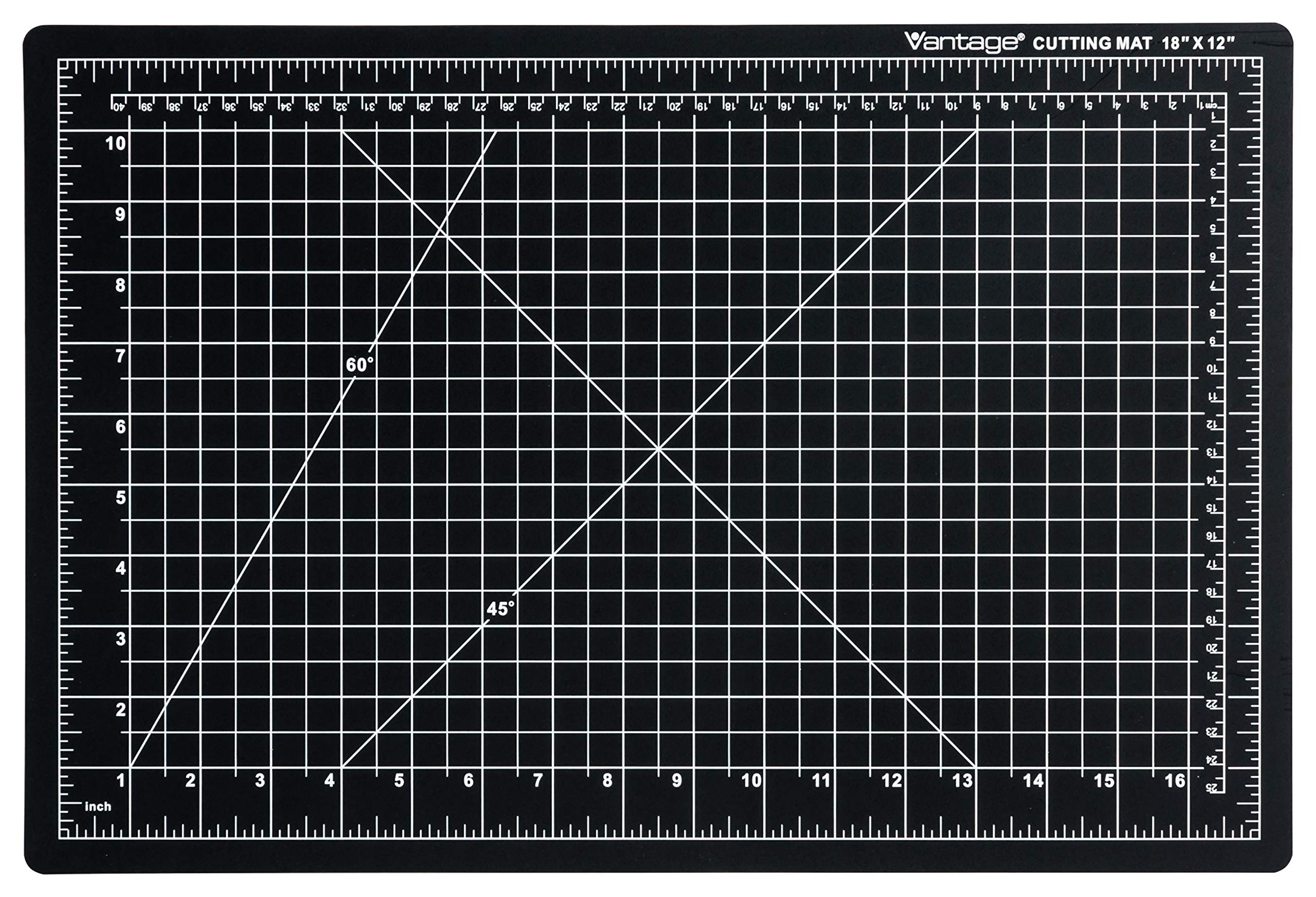 Dahle - 10671-12580 Vantage 10671 Self-Healing Cutting Mat, 12"x18", 1/2" Grid, 5 Layers for Max Healing, Perfect for Crafts & Sewing, Black
