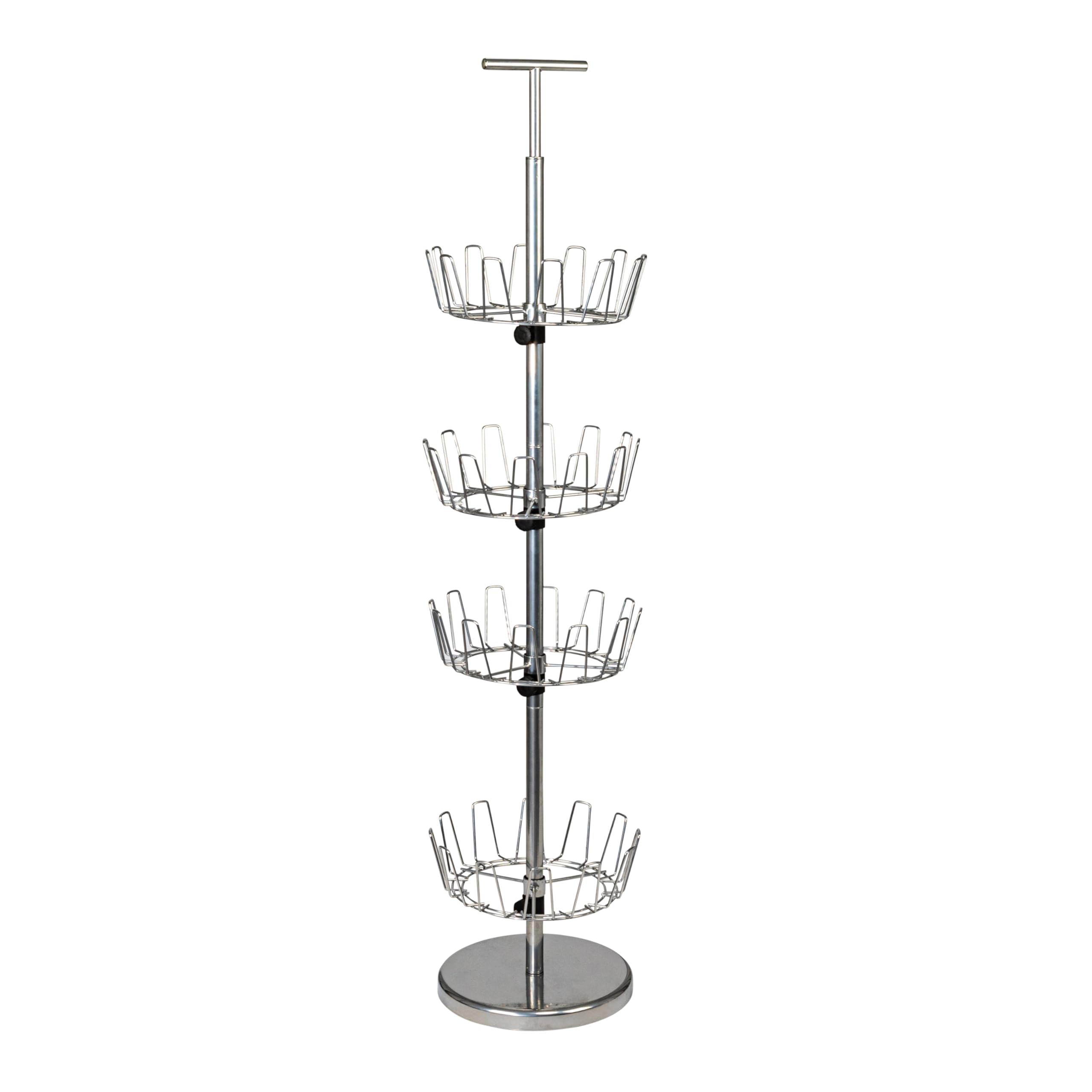 Household Essentials Revolving Four-Tier Shoe Tree, Silver Finish