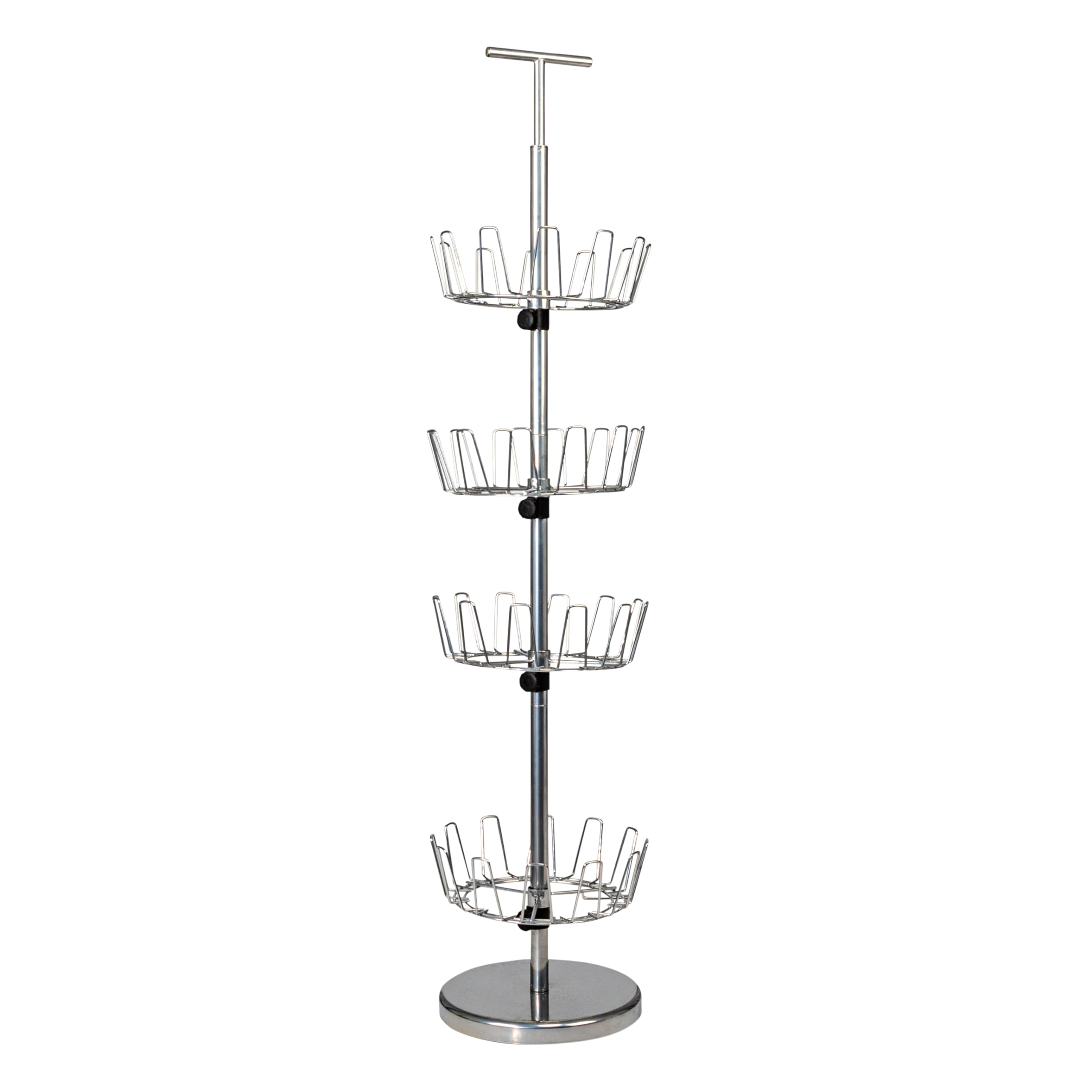 Household Essentials Revolving Four-Tier Shoe Tree, Silver Finish